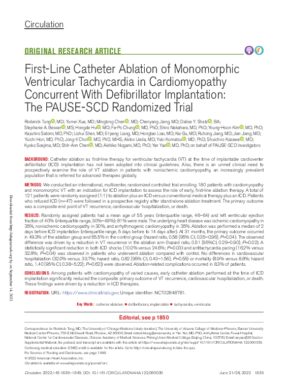 (PDF) First-Line Catheter Ablation of Monomorphic Ventricular ...