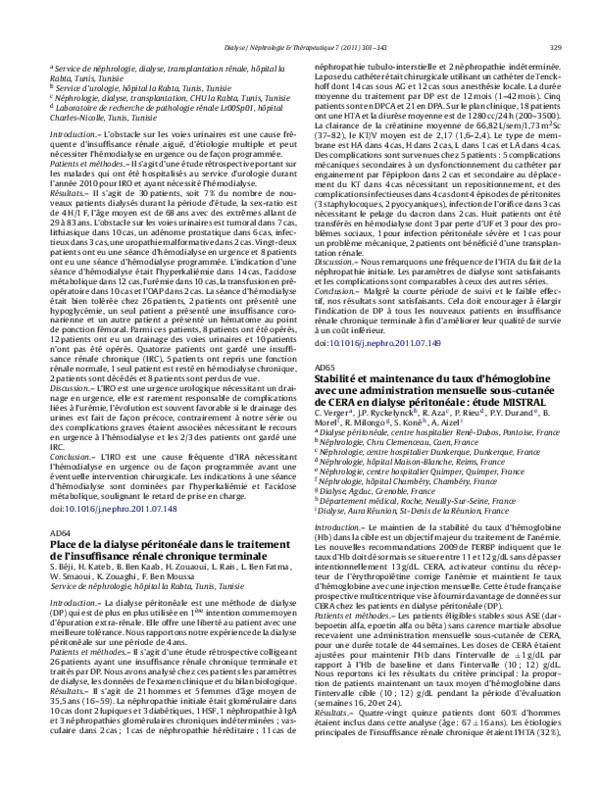 (PDF) Stabilité et maintenance du taux d’hémoglobine avec une ...