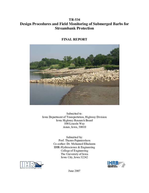 (PDF) Design Procedures and Field Monitoring of Submerged Barbs for ...
