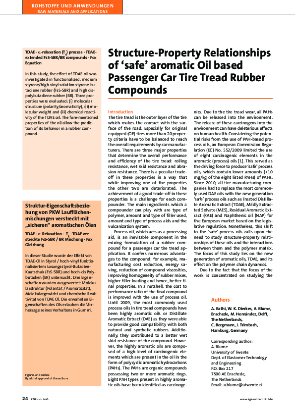 (PDF) Structure –property relationships of ‘safe’ aromatic oil based ...