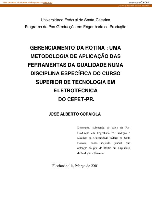 (PDF) Gerenciamento da rotina: uma metodologia de aplicação das ...