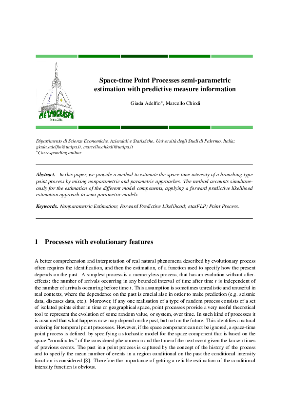 Pdf Space Time Point Processes Semi Parametric Estimation With