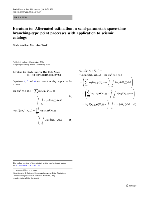 (PDF) Alternated estimation in semi-parametric space-time branching-type point processes with ...