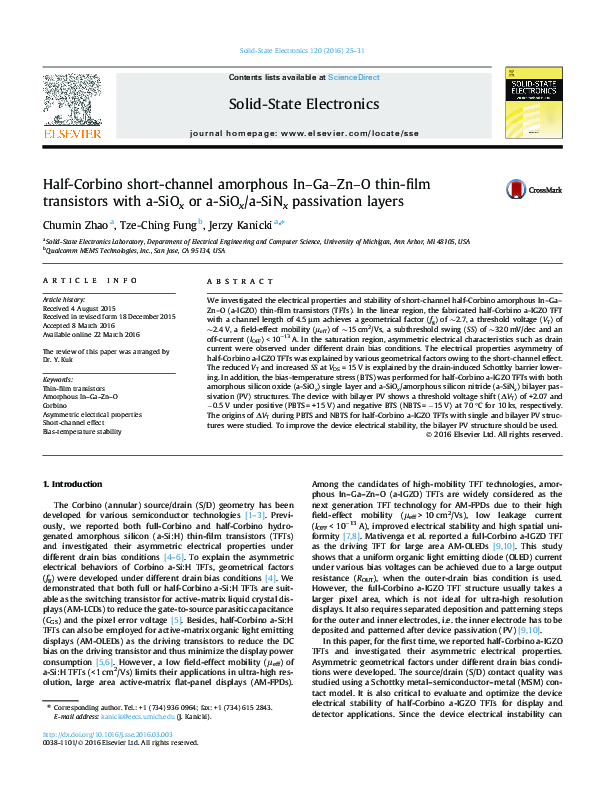 (PDF) Half-Corbino short-channel amorphous In–Ga–Zn–O thin-film ...