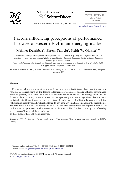 (PDF) Factors influencing perceptions of performance: The case of ...