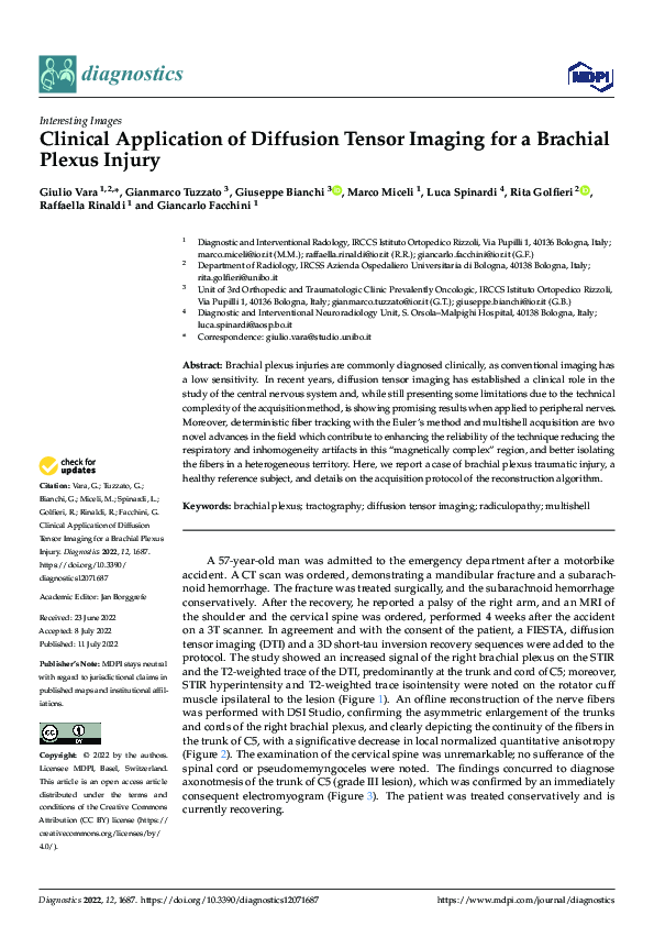 (PDF) Clinical Application of Diffusion Tensor Imaging for a Brachial Plexus Injury