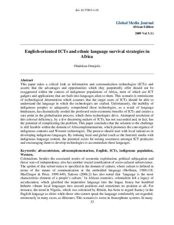 (PDF) English-oriented ICTs and ethnic language survival strategies in ...