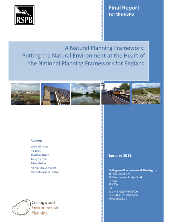 (PDF) A Natural Planning Framework: Putting the natural environment at ...