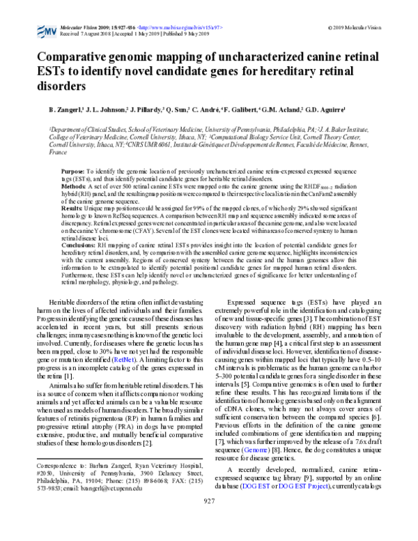 (PDF) Comparative genomic mapping of uncharacterized canine retinal ...