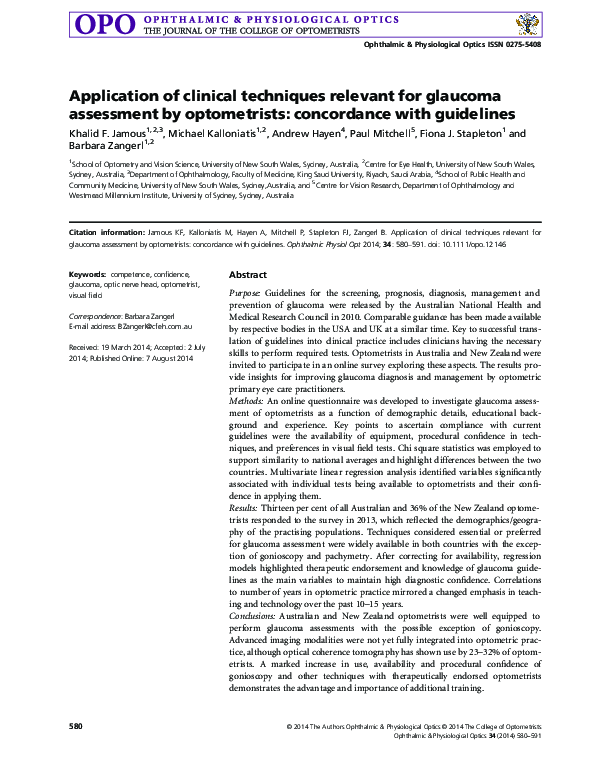(PDF) Application of clinical techniques relevant for glaucoma ...