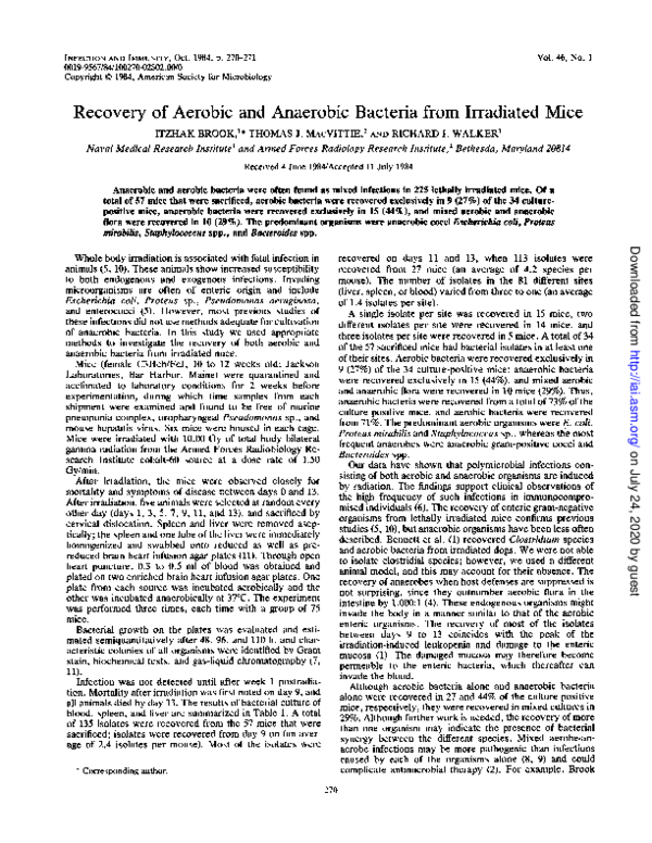 (PDF) Recovery of aerobic and anaerobic bacteria from irradiated mice
