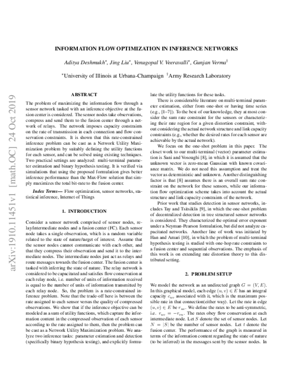 (PDF) Information Flow Optimization in Inference Networks