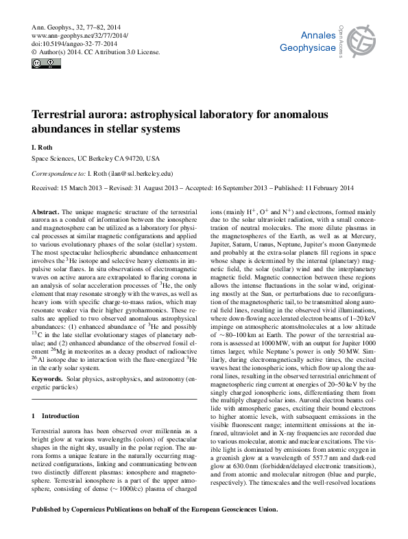 (PDF) Terrestrial aurora: astrophysical laboratory for anomalous ...