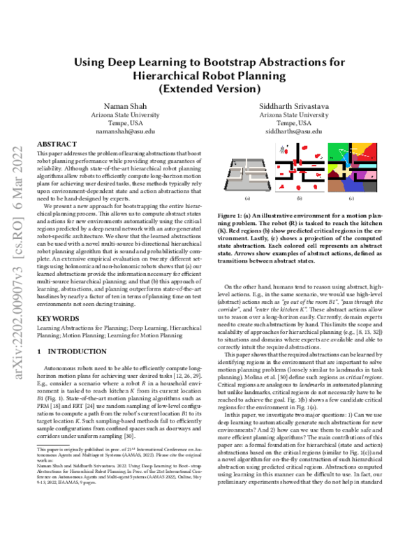 (PDF) Using Deep Learning to Bootstrap Abstractions for Hierarchical Robot Planning