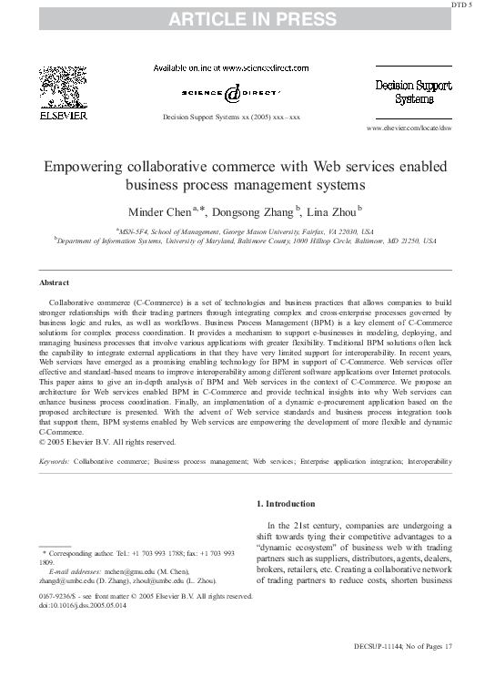 (PDF) Empowering collaborative commerce with Web services enabled business process management ...