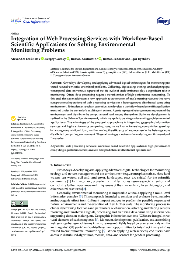 (PDF) Integration of Web Processing Services with Workflow-Based Scientific Applications for ...