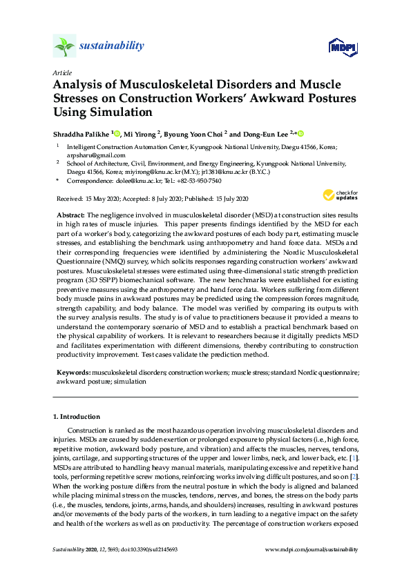 (PDF) Analysis of Musculoskeletal Disorders and Muscle Stresses on ...