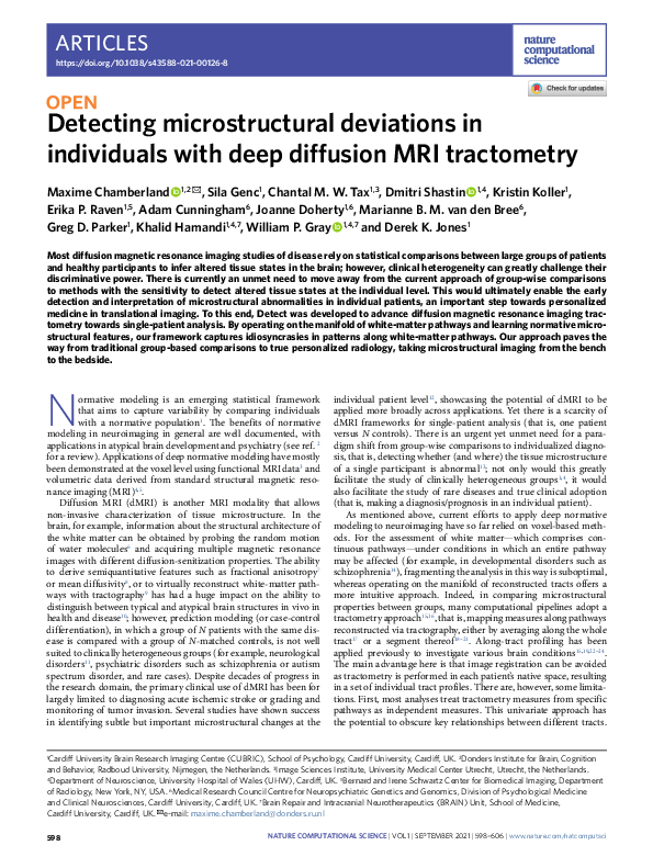 (PDF) Detecting microstructural deviations in individuals with deep diffusion MRI tractometry