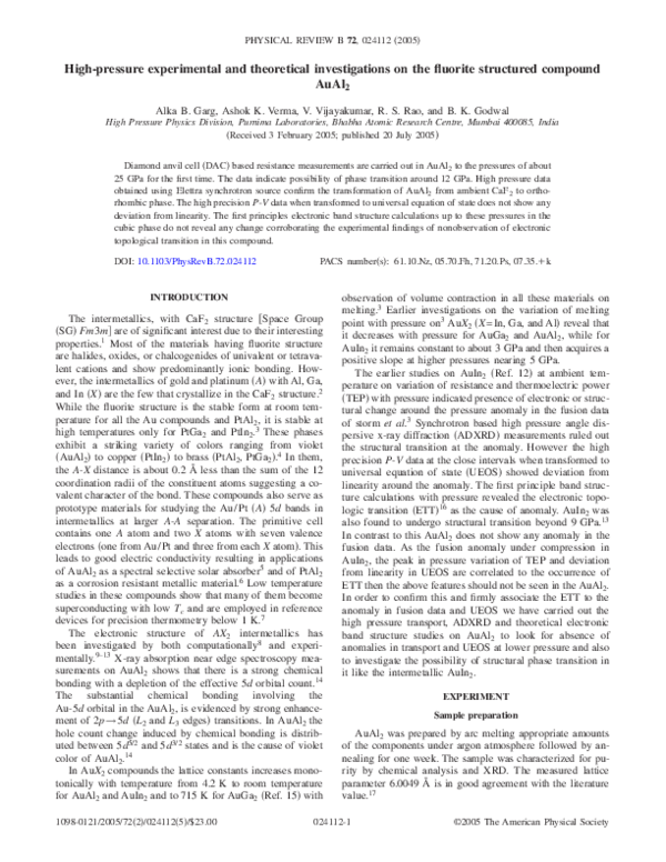 (PDF) High-pressure experimental and theoretical investigations on the ...