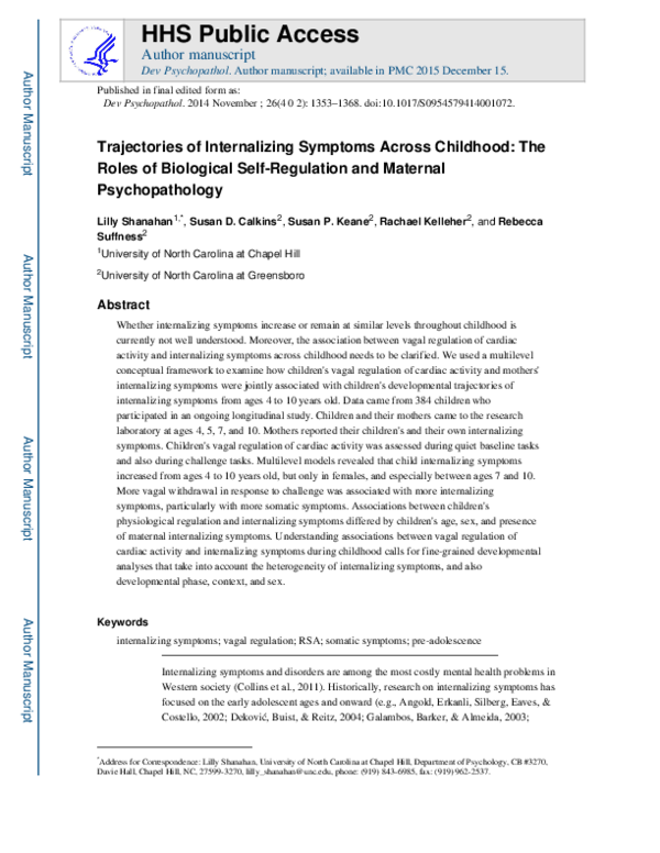 (PDF) Trajectories of internalizing symptoms across childhood: The ...