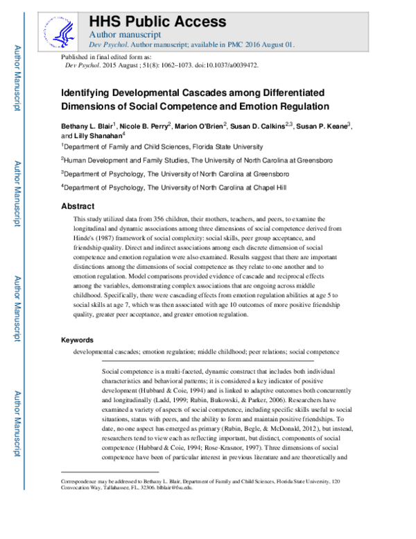 (PDF) Identifying Developmental Cascades Among Differentiated ...