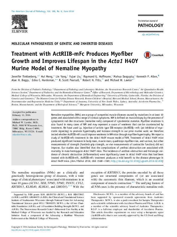 (PDF) Treatment with ActRIIB-mFc Produces Myofiber Growth and Improves ...