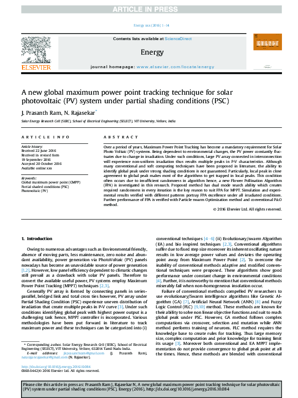 (PDF) A new global maximum power point tracking technique for solar photovoltaic (PV) system ...