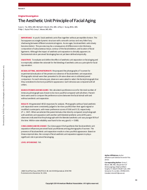 (PDF) The aesthetic unit principle of facial aging