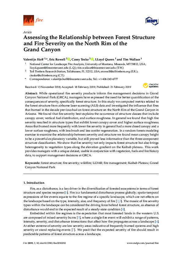 (PDF) Assessing the Relationship between Forest Structure and Fire ...