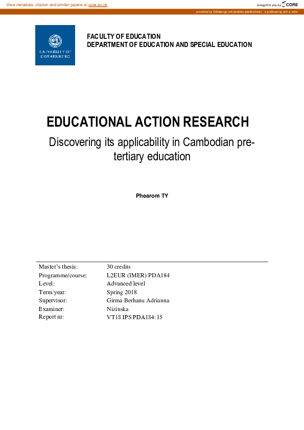 (PDF) EDUCATIONAL ACTION RESEARCH Discovering its applicability in ...