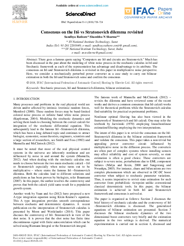 Pdf Consensus On The Itô Vs Stratonovich Dilemma Revisited