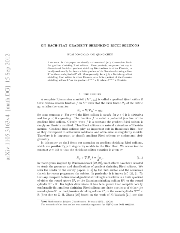 (PDF) On Bach-flat gradient shrinking Ricci solitons