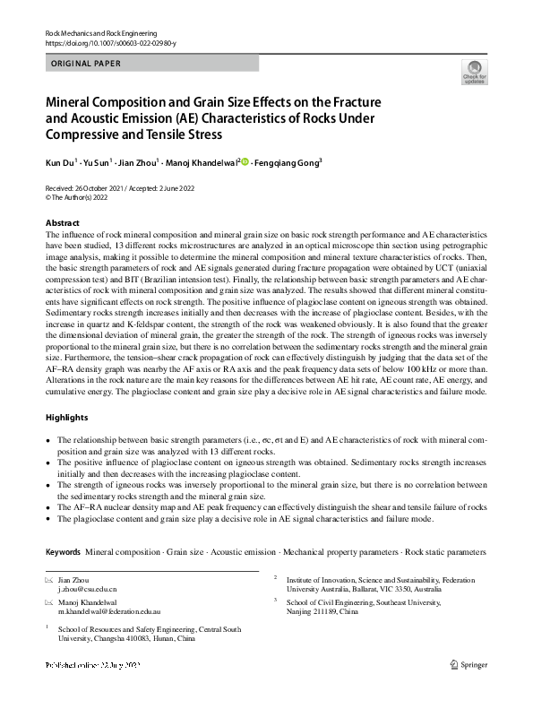 (PDF) Mineral Composition and Grain Size Effects on the Fracture and ...