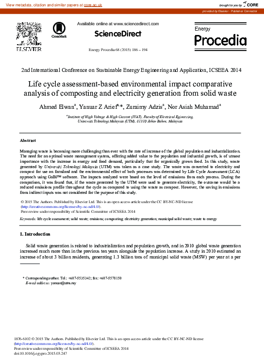 (PDF) Life Cycle Assessment-based Environmental Impact Comparative Analysis of Composting and ...