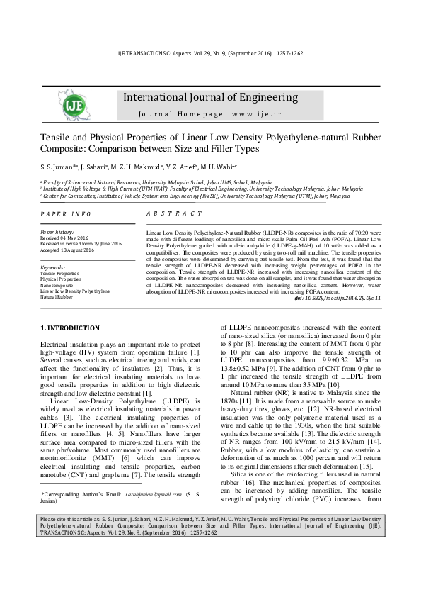 (PDF) Tensile and Physical Properties of Linear Low Density Polyethylene-natural Rubber ...