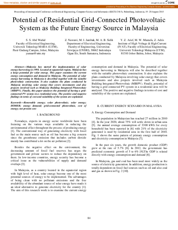 (PDF) Potential of Residential Grid-Connected Photovoltaic System as ...