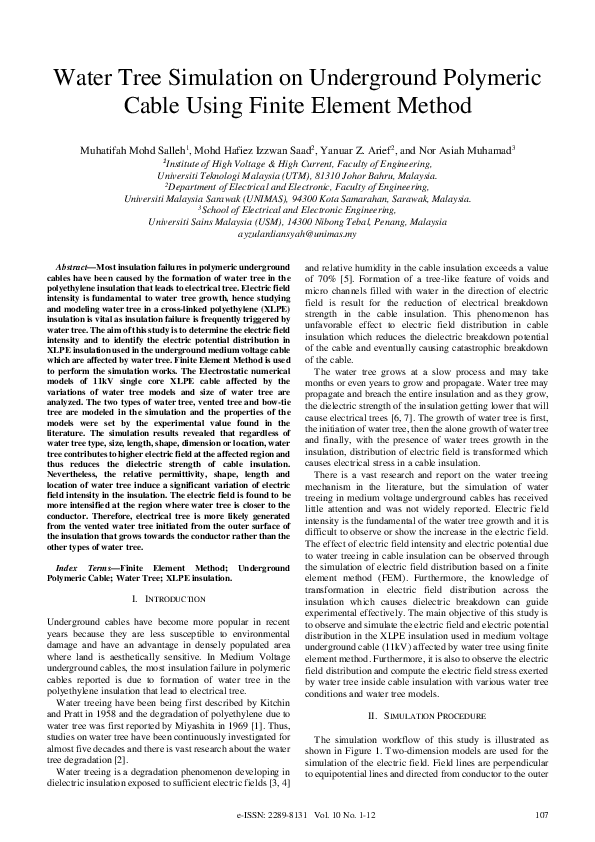 Pdf Water Tree Simulation On Underground Polymeric Cable Using Finite Element Method
