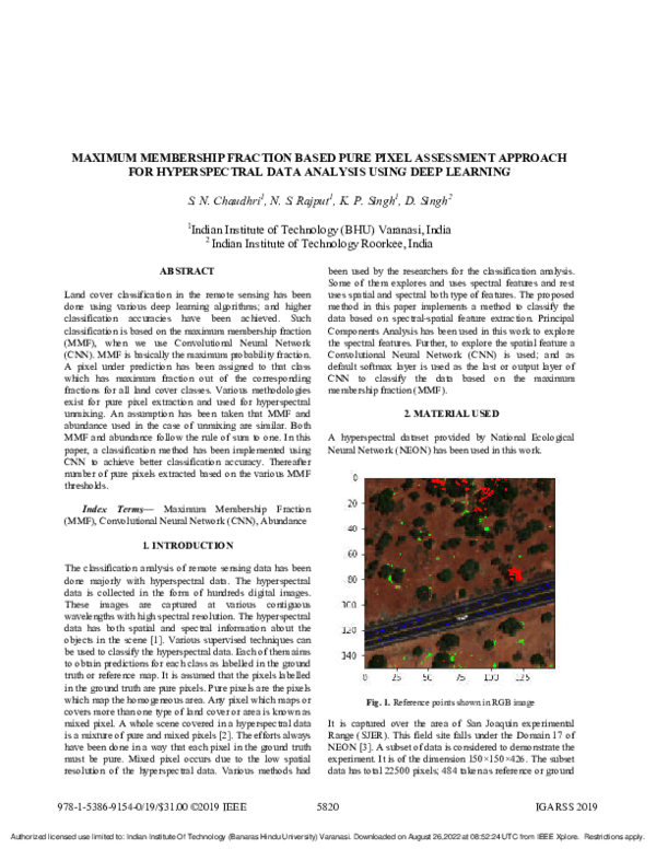 (PDF) MAXIMUM MEMBERSHIP FRACTION BASED PURE PIXEL ASSESSMENT APPROACH FOR HYPERSPECTRAL DATA ...