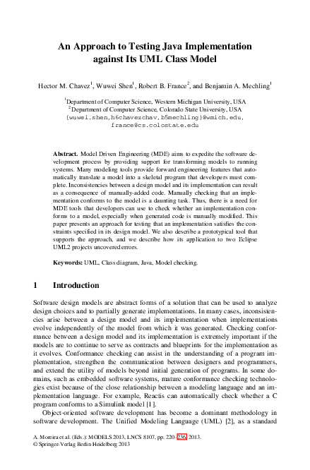 (PDF) An Approach to Testing Java Implementation against Its UML Class ...