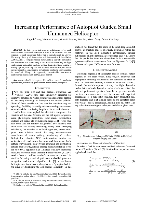 (PDF) Increasing Performance Of Autopilot Guided Small Unmanned Helicopter