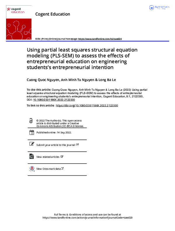 Pdf Using Partial Least Squares Structural Equation Modeling Pls Sem To Assess The Effects