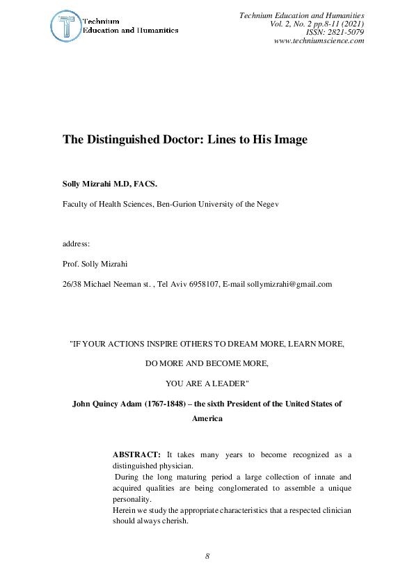 (PDF) Distinguished Doctor: Lines to His Image
