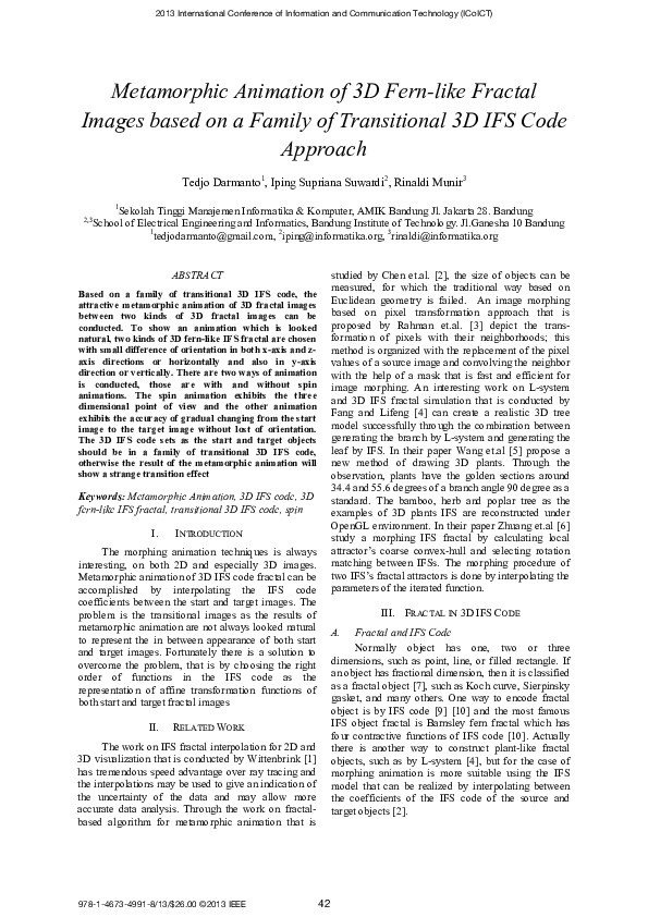 (PDF) Metamorphic animation of 3D fern-like fractal images based on a family of transitional 3D ...