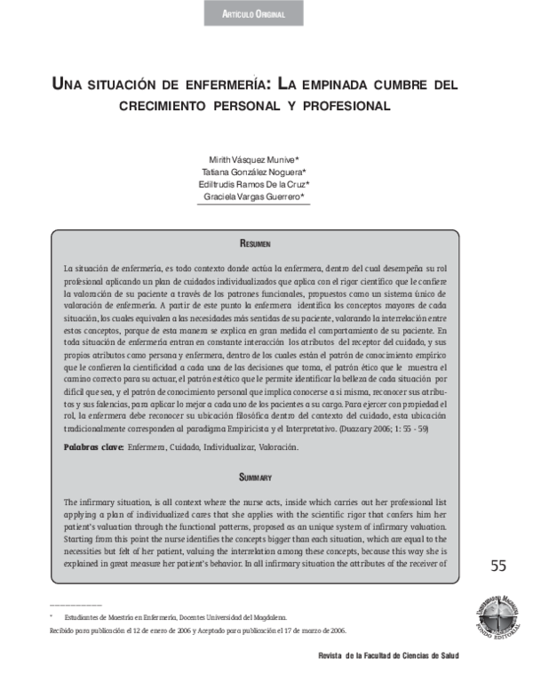 (PDF) Una situación de enfermería: La empinada cumbre del crecimiento personal y profesional