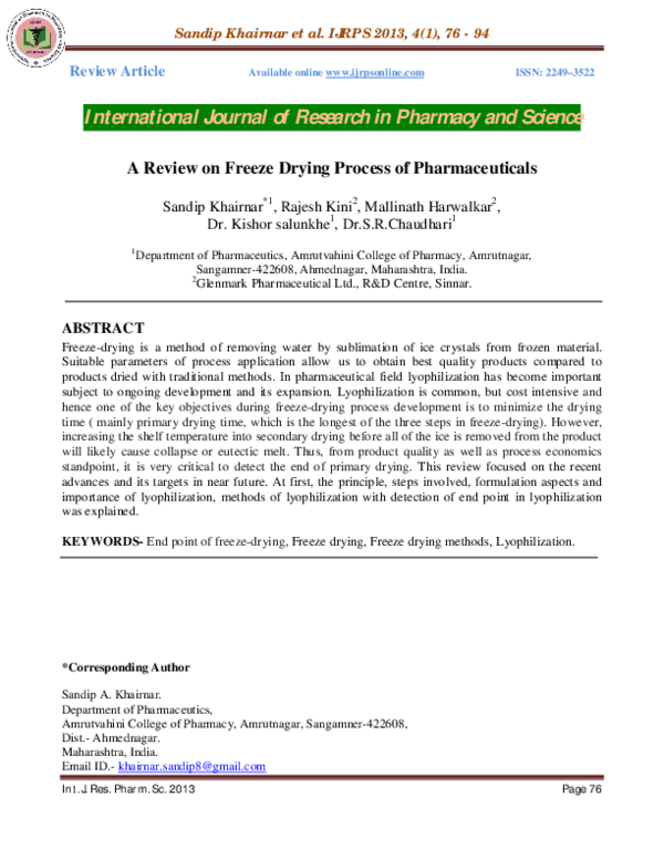 (PDF) International Journal of Research in Pharmacy and Science A ...