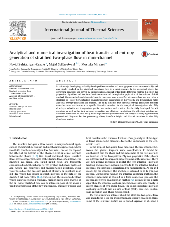 (PDF) Heat Transfer and Entropy in Stratified Mini-Channel Flow