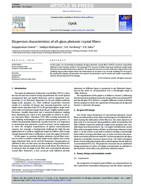 (PDF) Dispersion characteristics of all-glass photonic crystal fibers