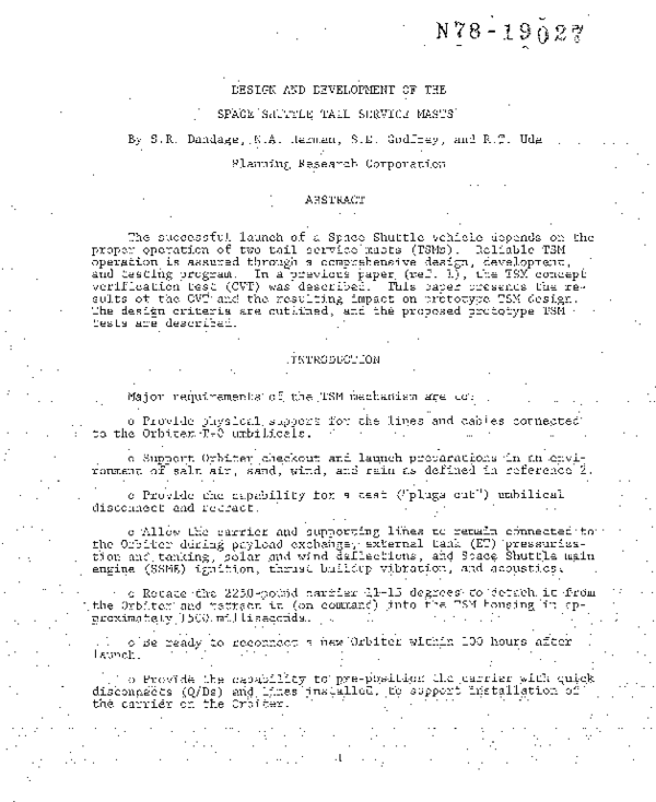 (PDF) Design and Development of the Space Shuttle Tail Service Masts ...