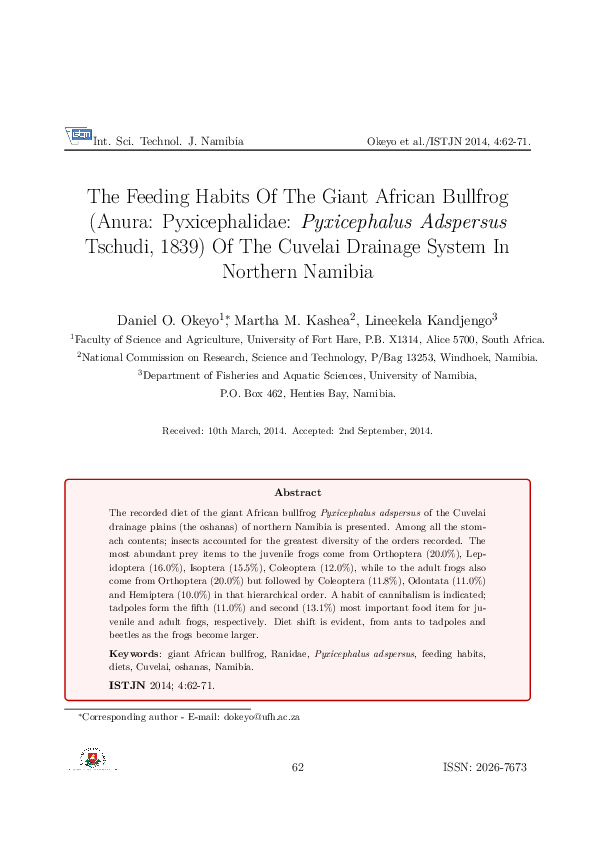 (PDF) The Feeding habits of the Giant African Bullfrog (Anura ...