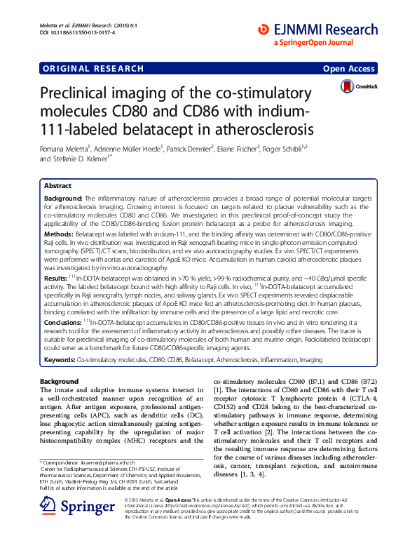 (PDF) Imaging CD80/CD86 in Atherosclerosis Using 111In